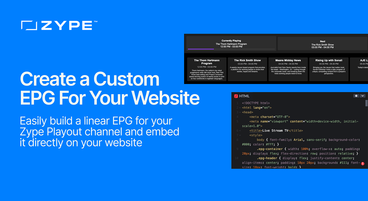 How to Build a Custom EPG for Your Website in Minutes Using Zype + AI